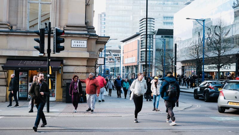 View of People Walking in the Street of Manchester, the UK Editorial ...