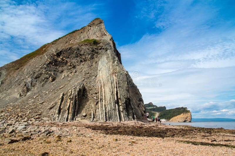 View of of Perce from the Pierced Rock Stock Photo - Image of cliff ...
