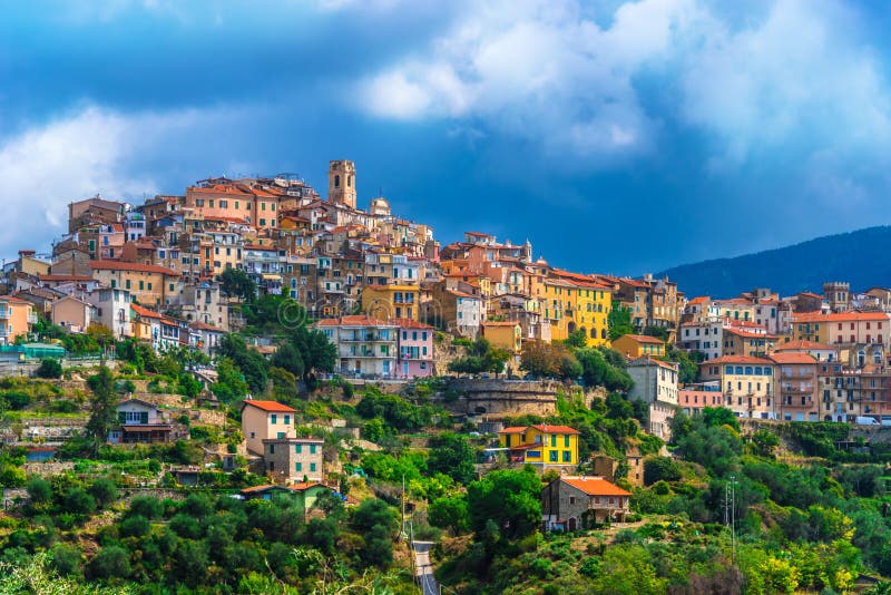 View of Perinaldo in the Province of Imperia, Liguria, Italy Stock ...
