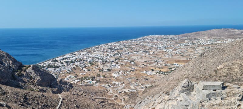 View of Perissa View from Ancient Thera, Thira Stock Image - Image of ...