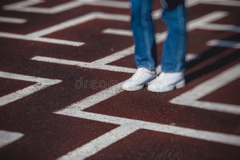 View of a Person Feet Legs Trapped and Trying To Find Escape and Exit ...