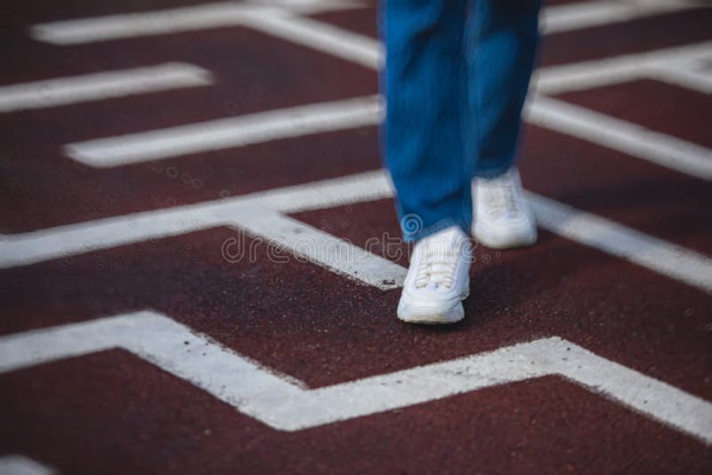 View of a Person Feet Legs Trapped and Trying To Find Escape and Exit ...