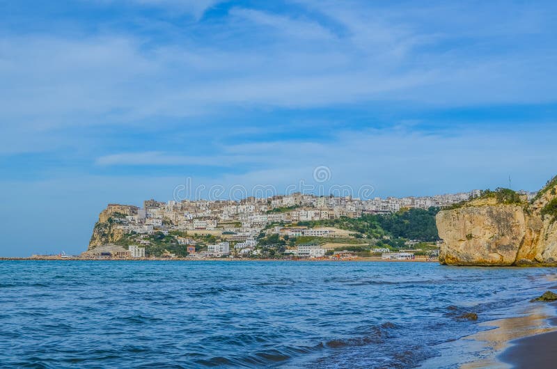 View of Peschici Town in Italy Surrounded with Beaches and Rugged Coast ...