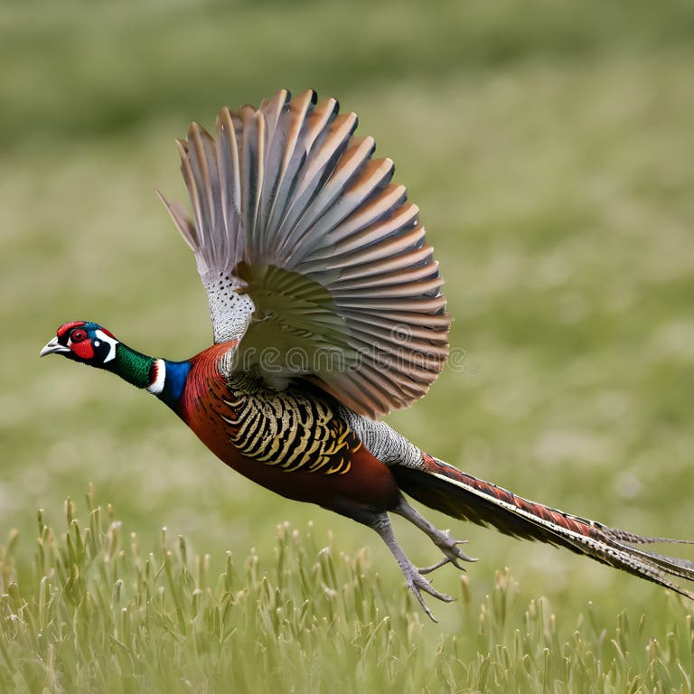A View of a Pheasant in Flight Stock Illustration - Illustration of ...