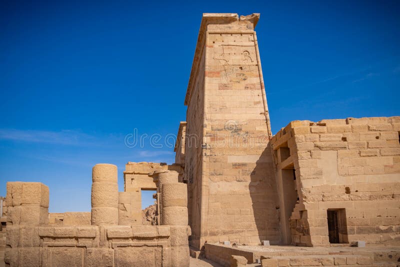 View of Philae Temple Island - Aswan Egypt Stock Image - Image of ruins ...