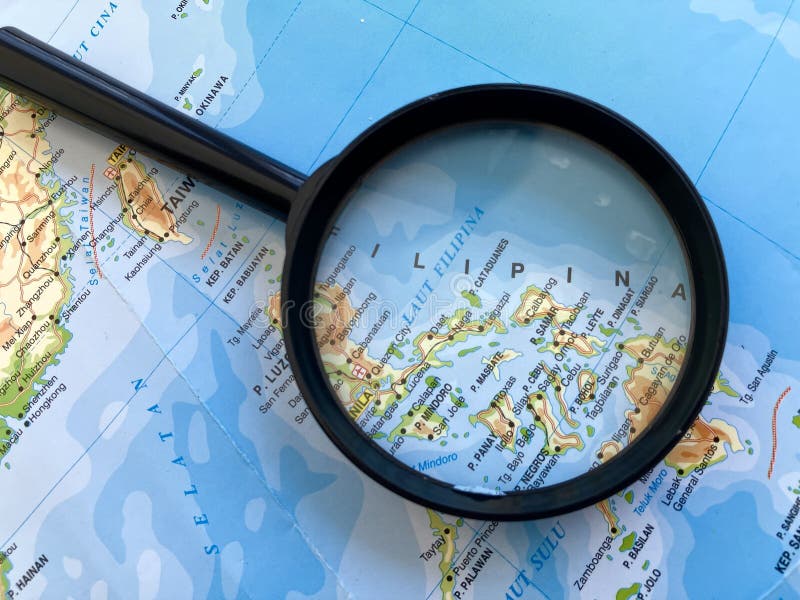 View of Philippines, Seen Using a Magnifying Glass Stock Photo - Image ...