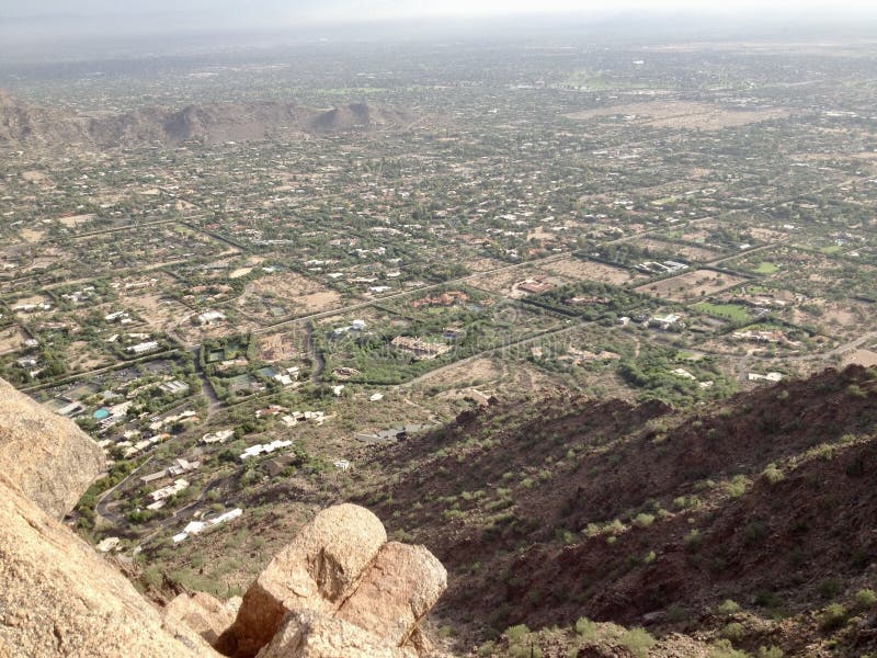 View of the Phoenix Valley from Camelback Mountain in Phoenix Stock ...