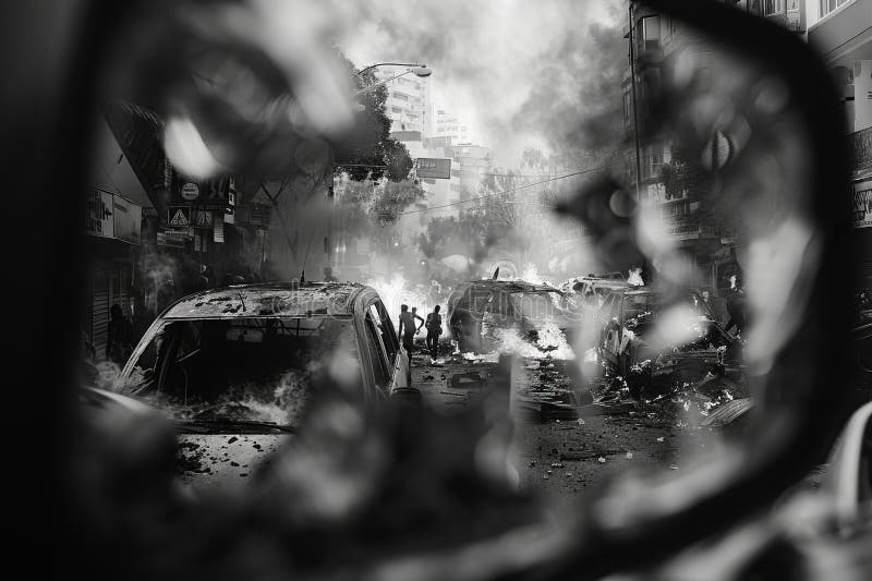 View through a Lens of Street Riots Stock Photo - Image of river ...
