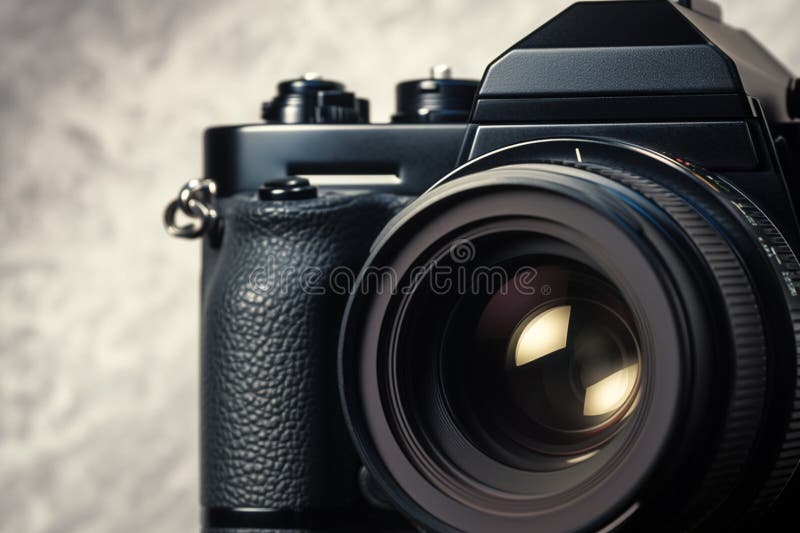 View Photography Essentials Close Up of an SLR Camera with Lens Stock ...