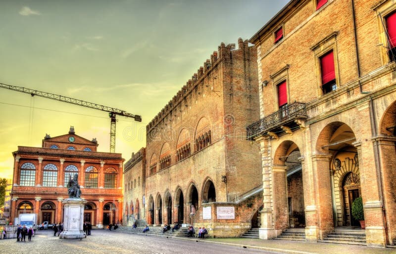 Piazza Cavour Square in Rimini during the Night in Winter Stock Image ...