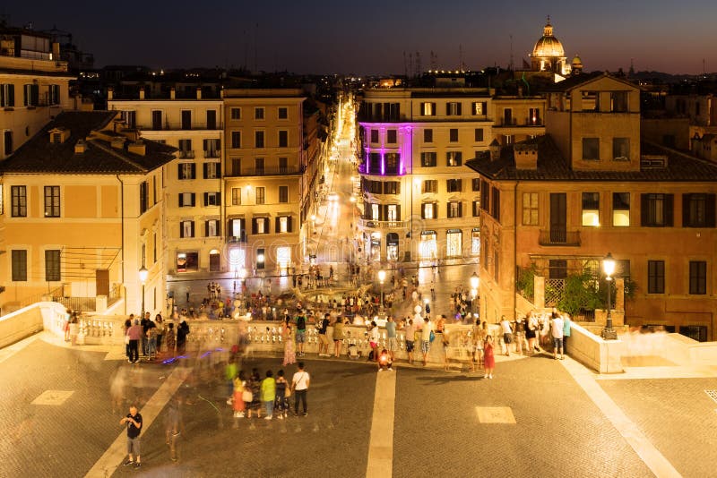 View of Piazza Di Spagna and Central Rome at Night from the Spanish ...