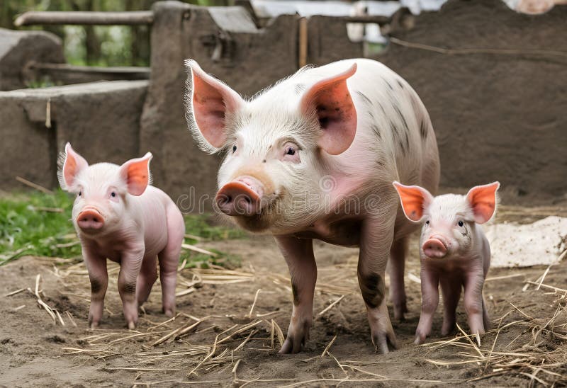 A view of a Pig in a Sty stock illustration. Illustration of animal ...