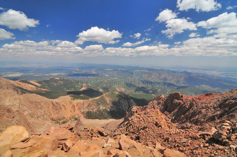 View from Pikes Peak Summit of the Rocky Mountains in North America ...