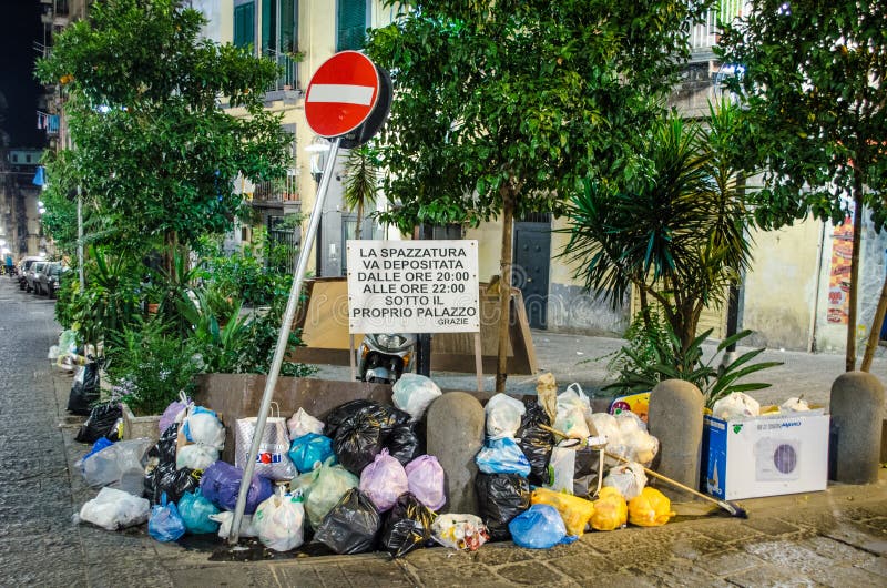 View of Pile of Trash Situated Inside of Italian City Naples - Napoli ...