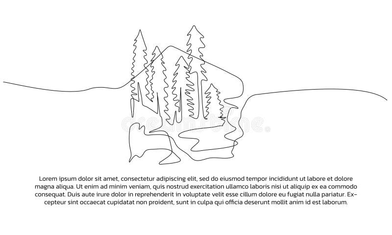 View of Pine Trees in the Mountains One Continuous Line Design Stock ...