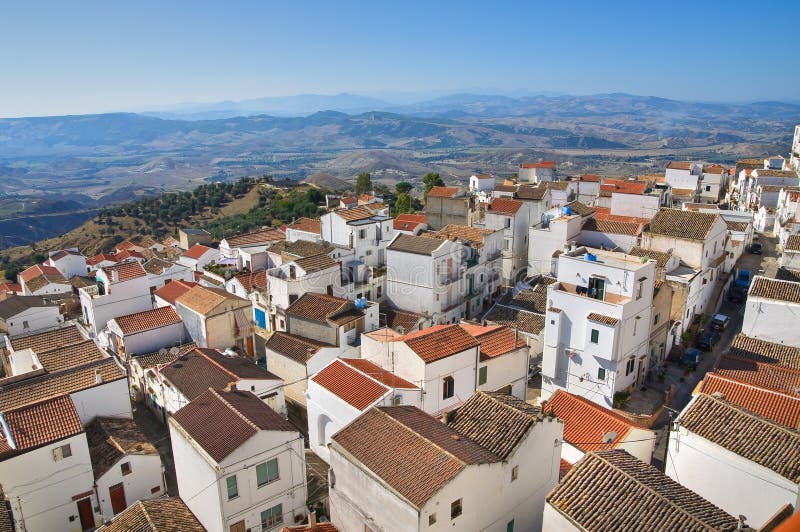 View Of Pisticci. Basilicata. Italy. Stock Image - Image of blue, house ...