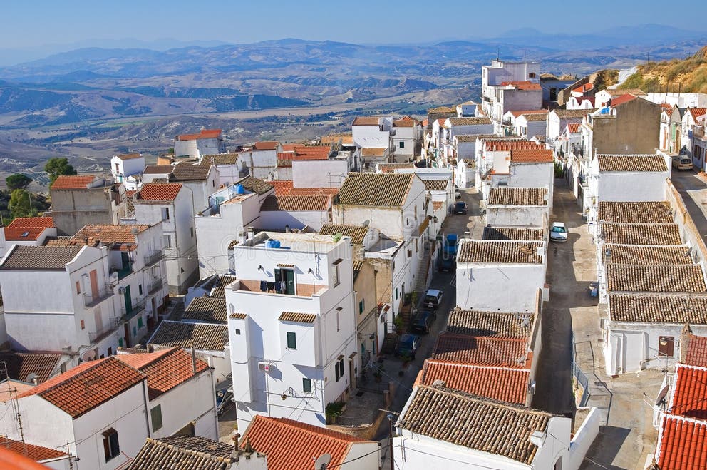 View of Pisticci. Basilicata. Italy Stock Image - Image of habitation ...