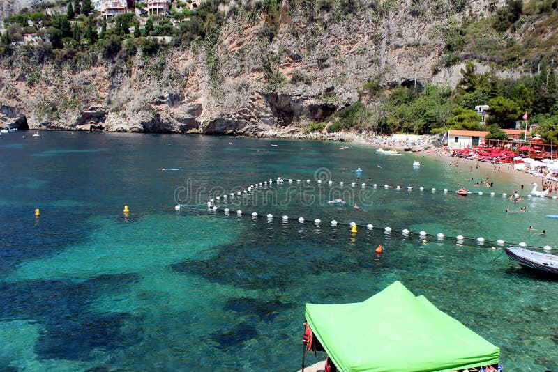 View of the Plage Mala Beach (Cap D Ail). Summer 2017, France Editorial ...