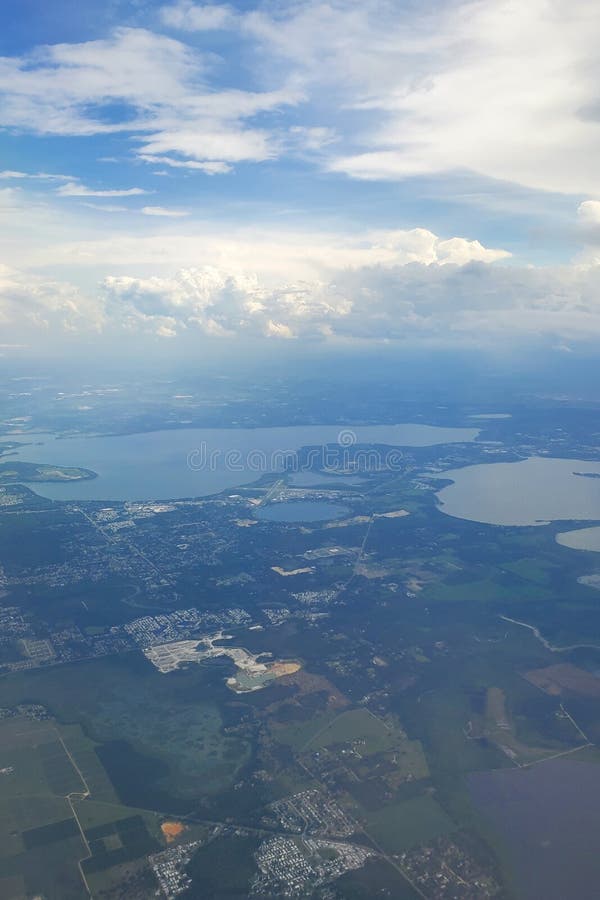 View from Plane Flying Over Orlando Florida Stock Photo - Image of lake ...