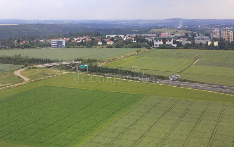 View from Plane on the Highway Prague Stock Image - Image of field ...