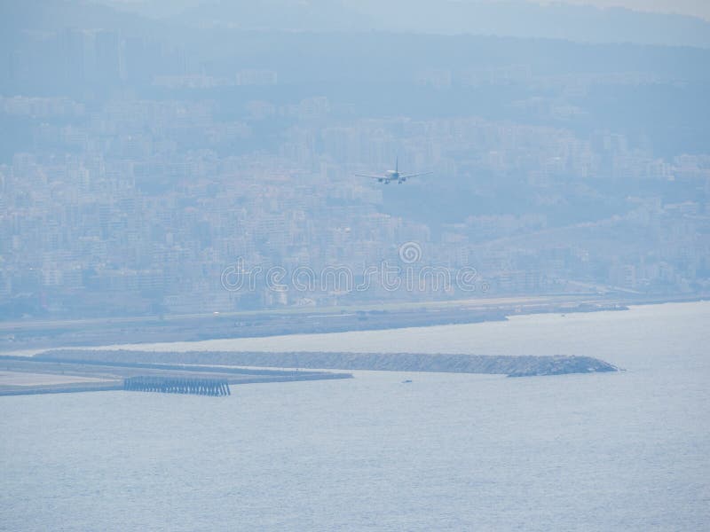Plane Landing in Beirut, Lebanon Stock Image - Image of flight ...