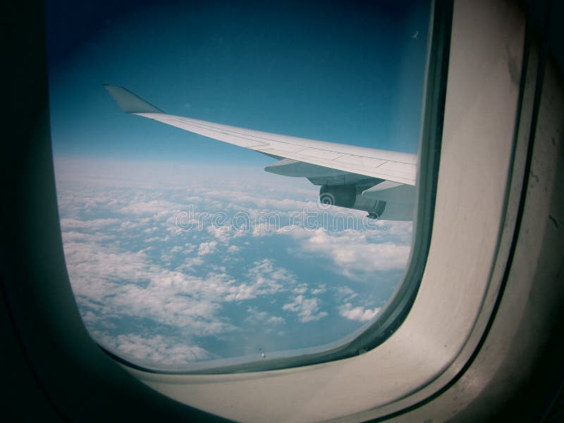 View from the Plane Ocean Atlantic and White Clouds, Window View Flight ...