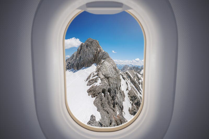 View from Plane Window on Alps Mountains Stock Image - Image of ...
