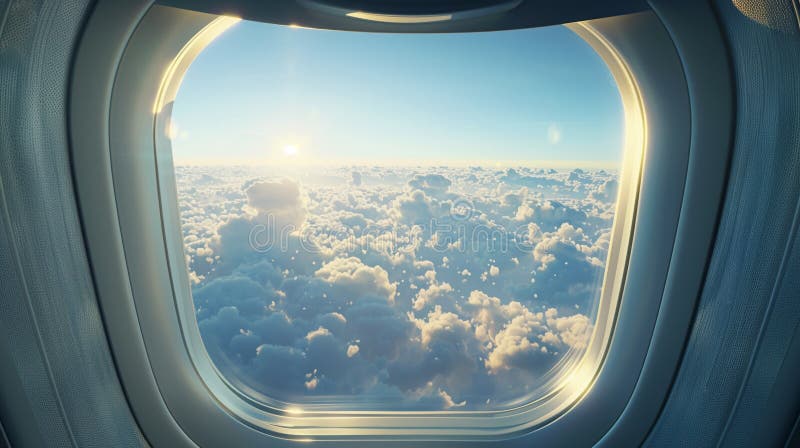 A View from a Plane Window of Clouds at Sunset Stock Image - Image of ...