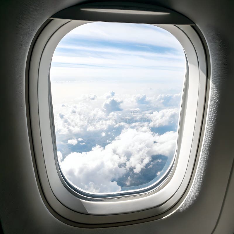 View through Plane Window Isolated on White Background Stock ...