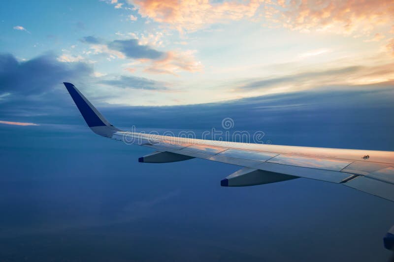 View of Plane Wing and Beautiful Sky Stock Photo - Image of wing ...