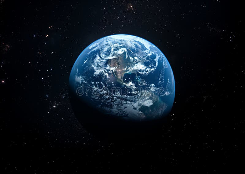View of Planet Earth from Dark Space Stock Illustration - Illustration ...
