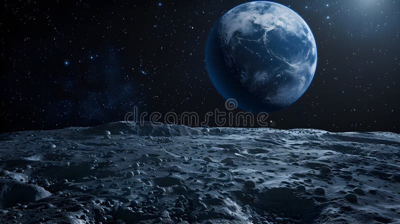 View of Planet Earth from the Moon Stock Photo - Image of science ...