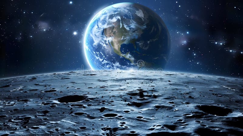 View of Planet Earth from the Moon Stock Image - Image of background ...