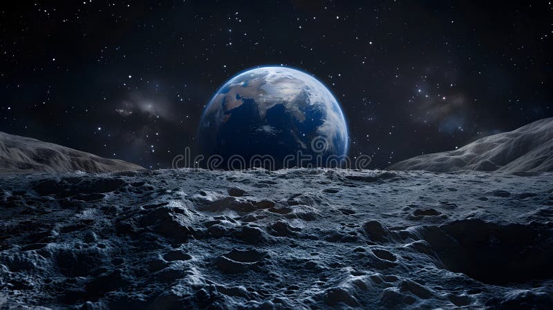 View of Planet Earth from the Moon Stock Image - Image of geography ...