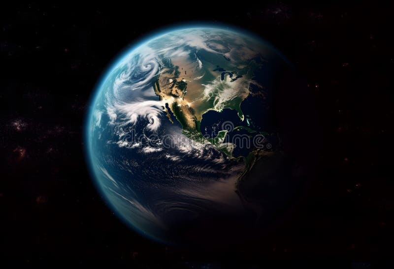 View of Planet Earth in Outer Space Stock Illustration - Illustration ...