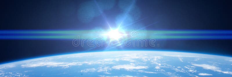 The Sun Appears Over the Horizon of Planet Earth Stock Illustration ...