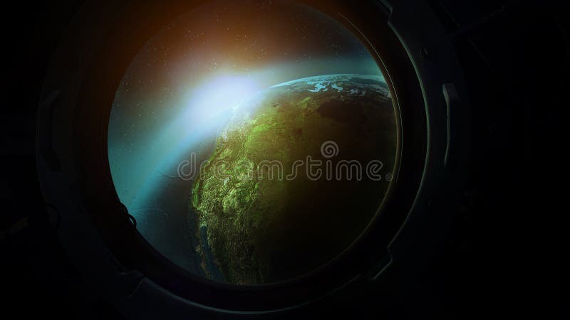 View of Planet Earth from the Porthole from Orbit. Stock Illustration ...