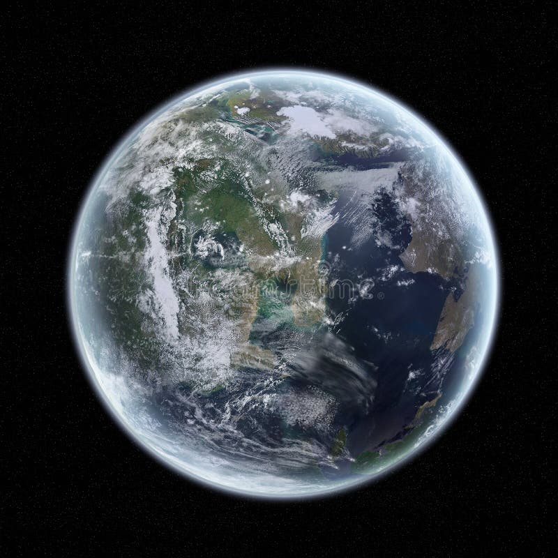 View of the Planet Earth in Space Stock Illustration - Illustration of ...