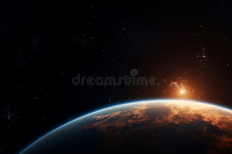View of the Planet Earth from Space during a Sunrise. Stock ...