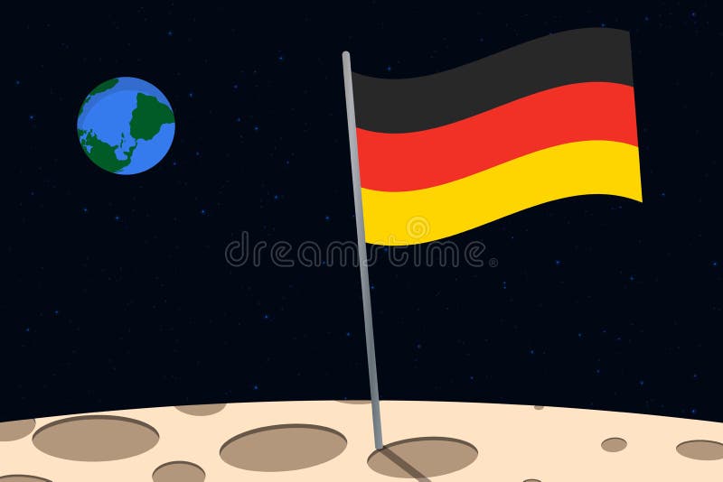 View of Planet Earth from the Surface of the Moon with the Germany Flag ...