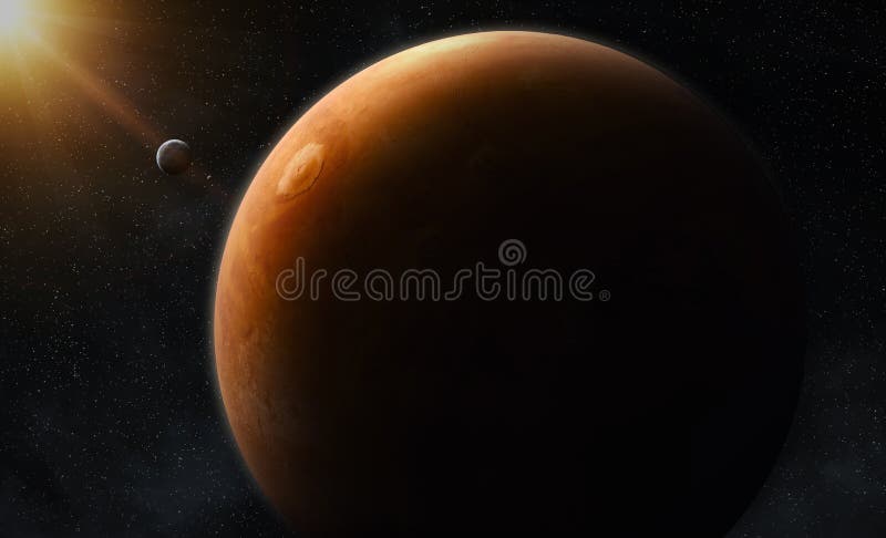 View of planet Mars stock illustration. Illustration of ocean - 68669337