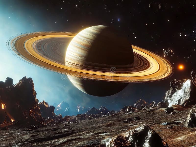 A View of a Planet with a Ring Around it Stock Photo - Image of orbit ...