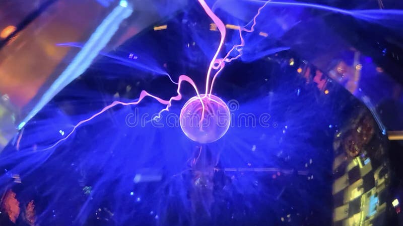 View of Plasma Ball with Many Energy Rays Inside. Electricity and ...