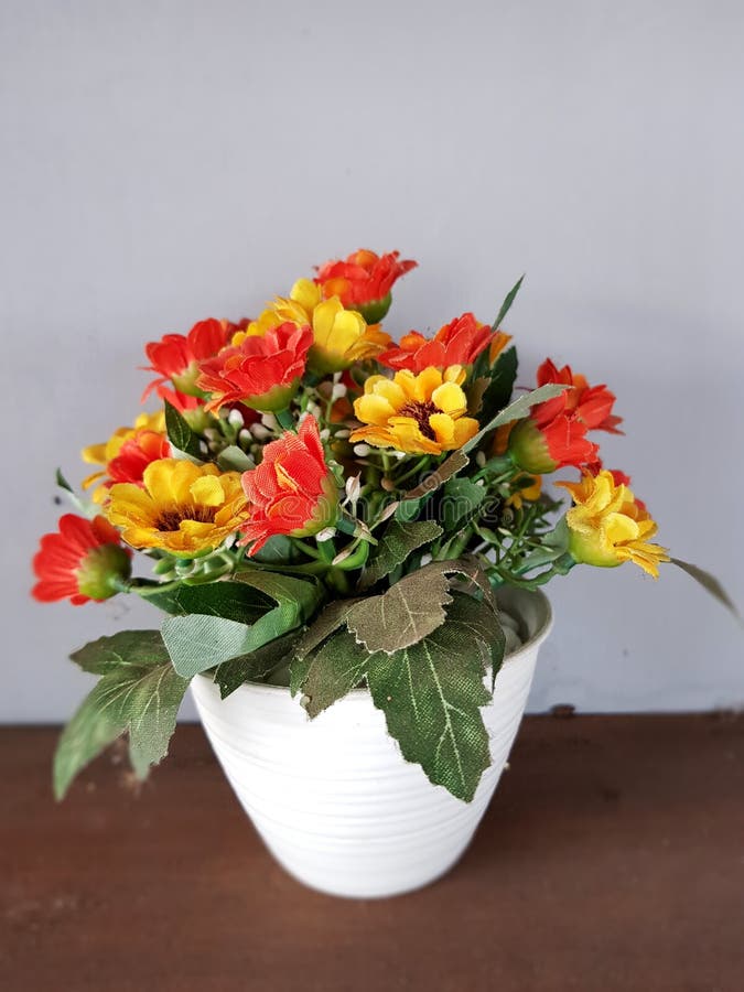 View of Plastic Flowers on the Table at the Cafetaria Stock Image ...