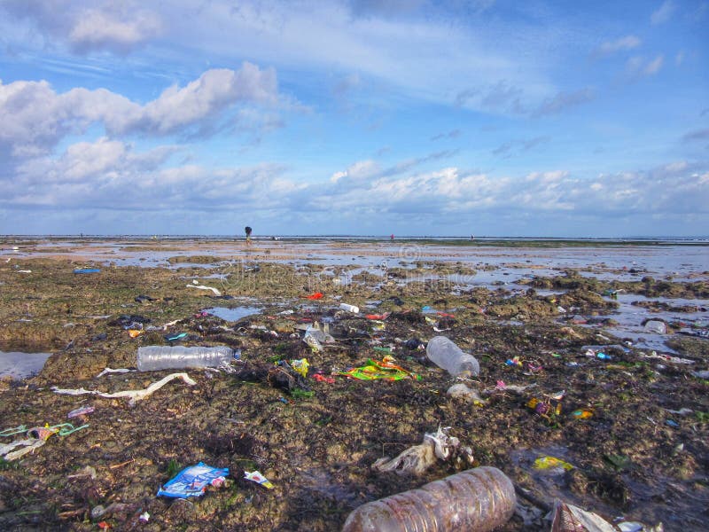 View of Plastics Garbage and Waste on the Beach. Beach Pollution Stock ...