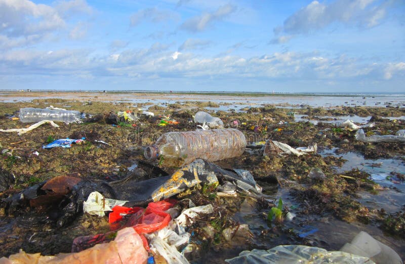 View of Plastics Garbage and Waste on the Beach. Beach Pollution Stock ...