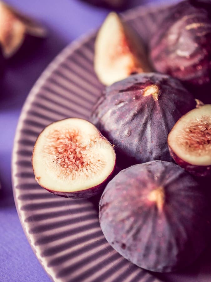 View at the plate of figs stock image. Image of fruit - 254610809