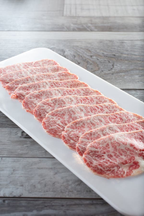 Plate of Raw Wagyu Beef Slices Stock Image - Image of grill, fresh ...
