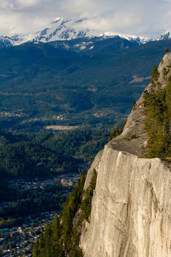 View Point from Cliff Above Valley with Mountains and Clouds Stock ...