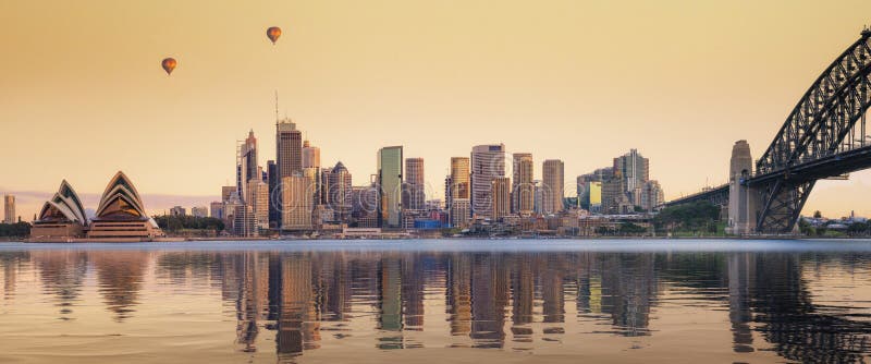 View Point of Sydney Harbour with City and Bridge in Sunset Time ...